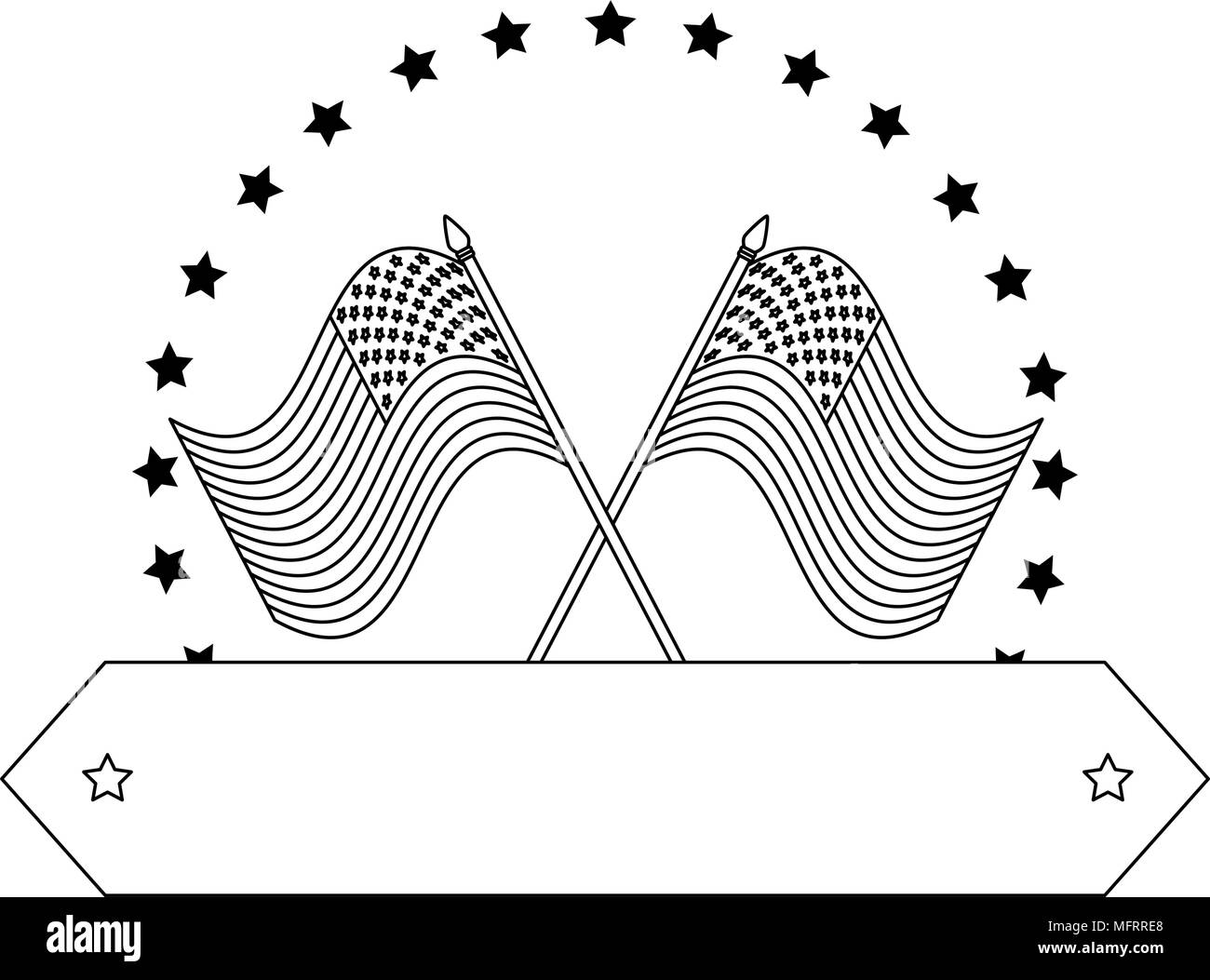 united states of america flags crossed emblem vector illustration ...