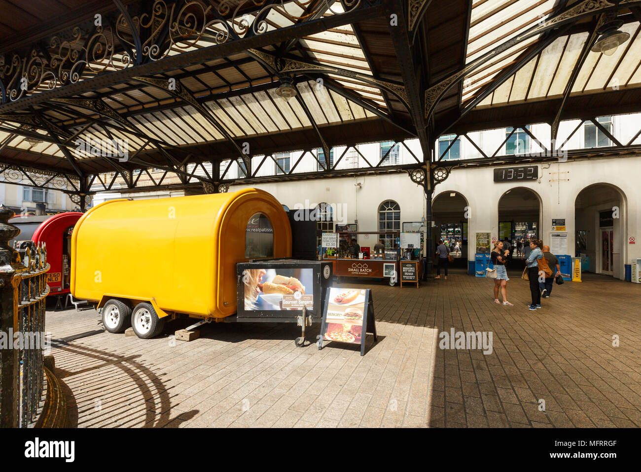 Mobile restaurants with snacks on the Brighton train station, United ...