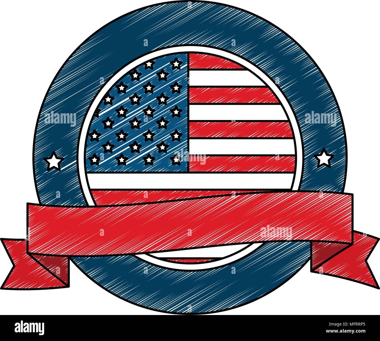 united states of america circular emblem with ribbon vector ...