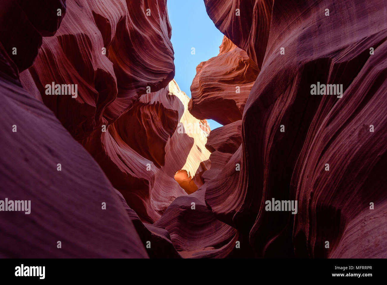 The smooth sandstone shapes of Lower Antelope Canyon near Page, Arizona ...