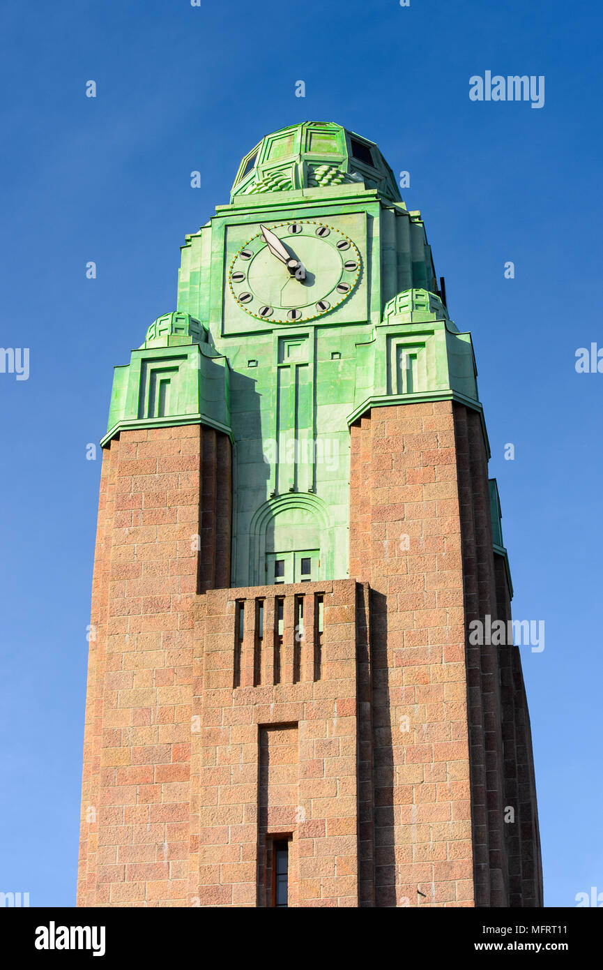 Clock Tower of the railway station of Helsinki, Finland Stock Photo - Alamy