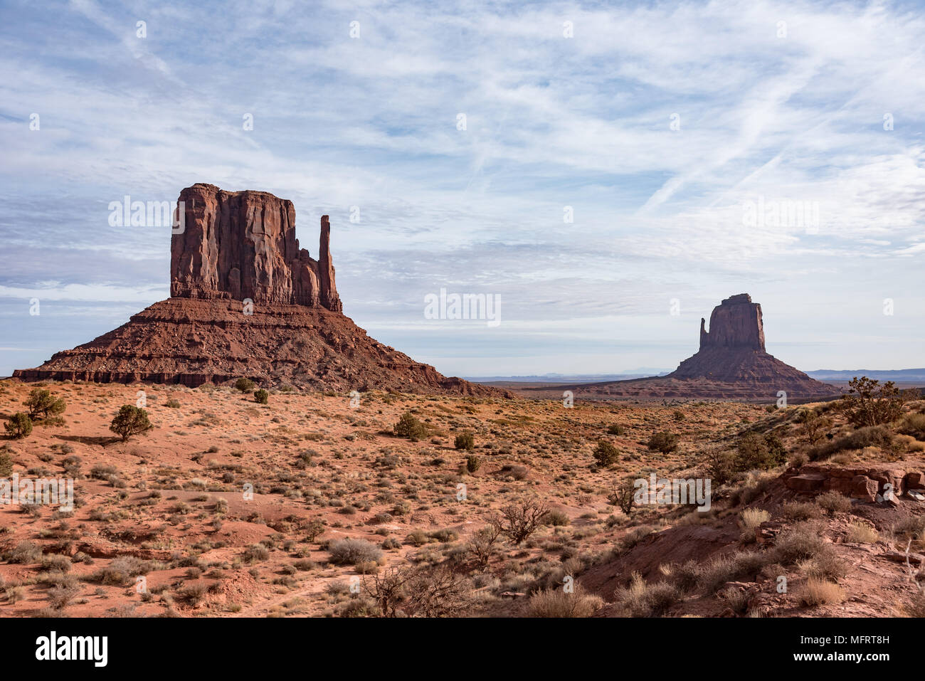 The mittens sandstone rock formations in Monument Valley during the day ...