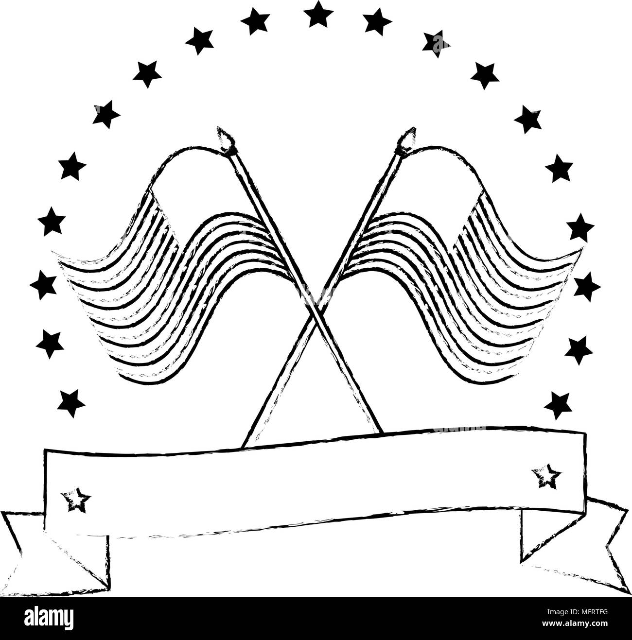 united states of america flags crossed emblem vector illustration ...