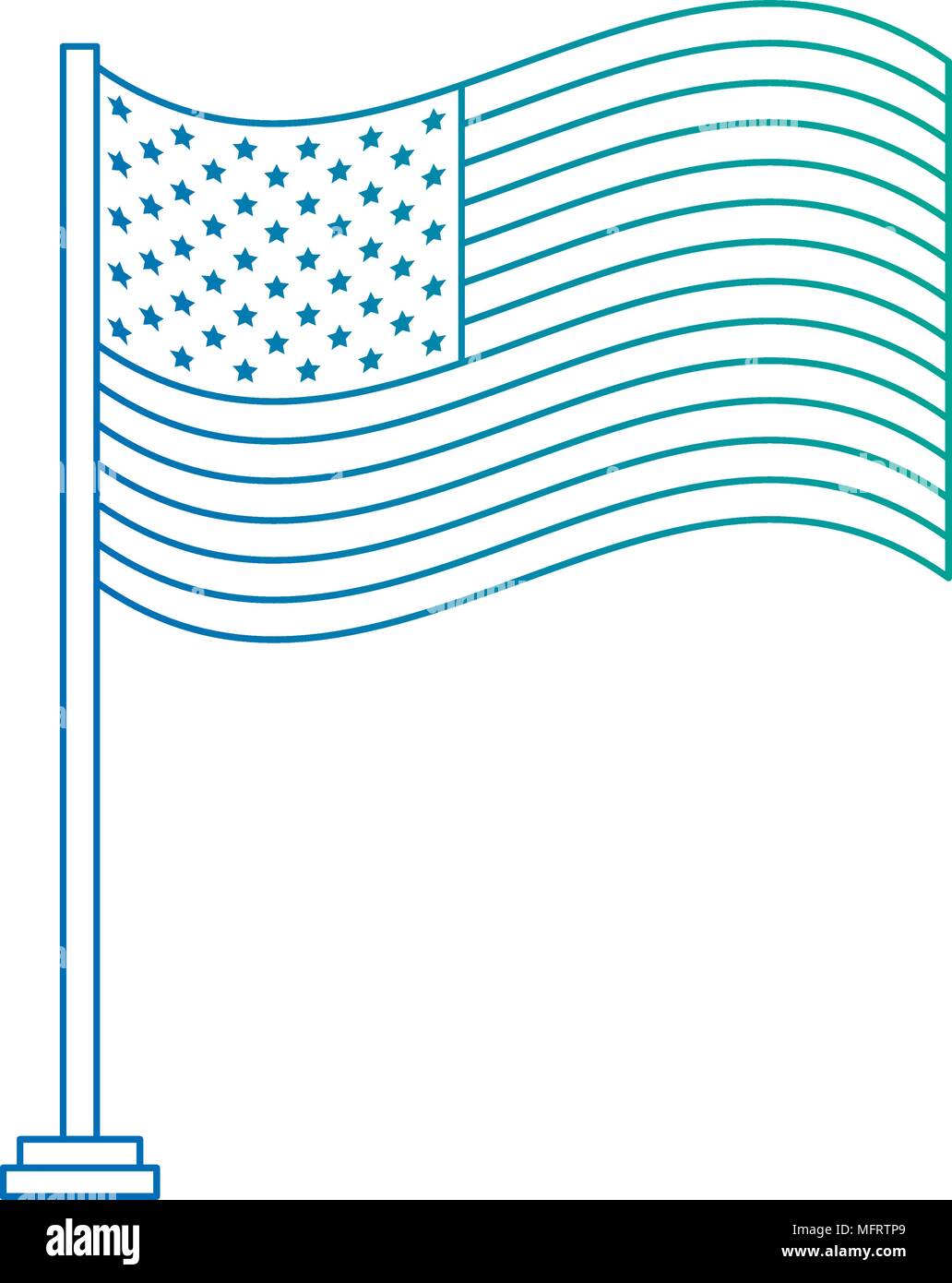 united states of america flag in pole with waves vector illustration ...