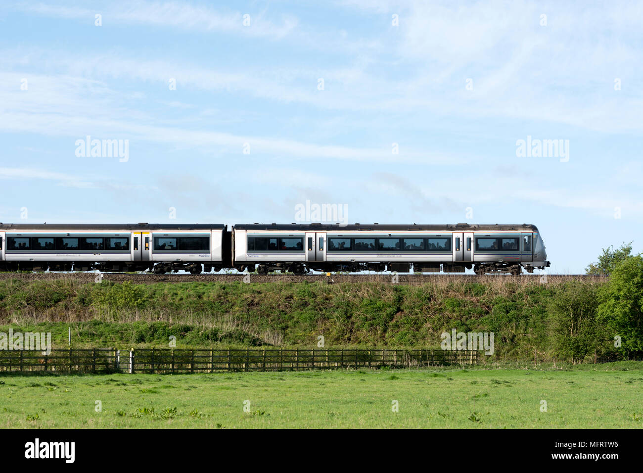Chiltern Railways class 168 diesel Mainline train, side view on an ...