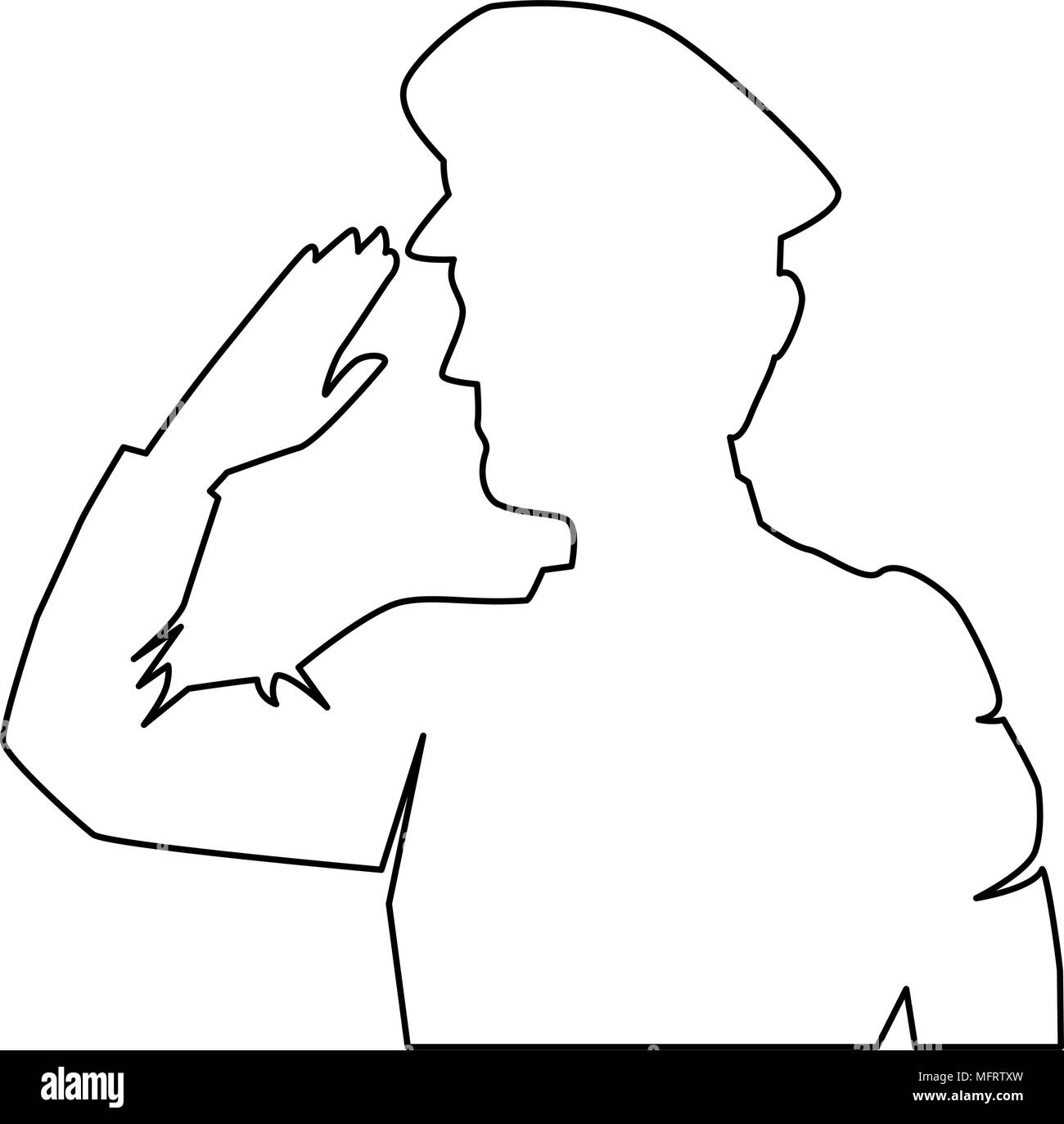 Army Soldier Saluting Drawing Respect Rendered Saluting Soldier Vector