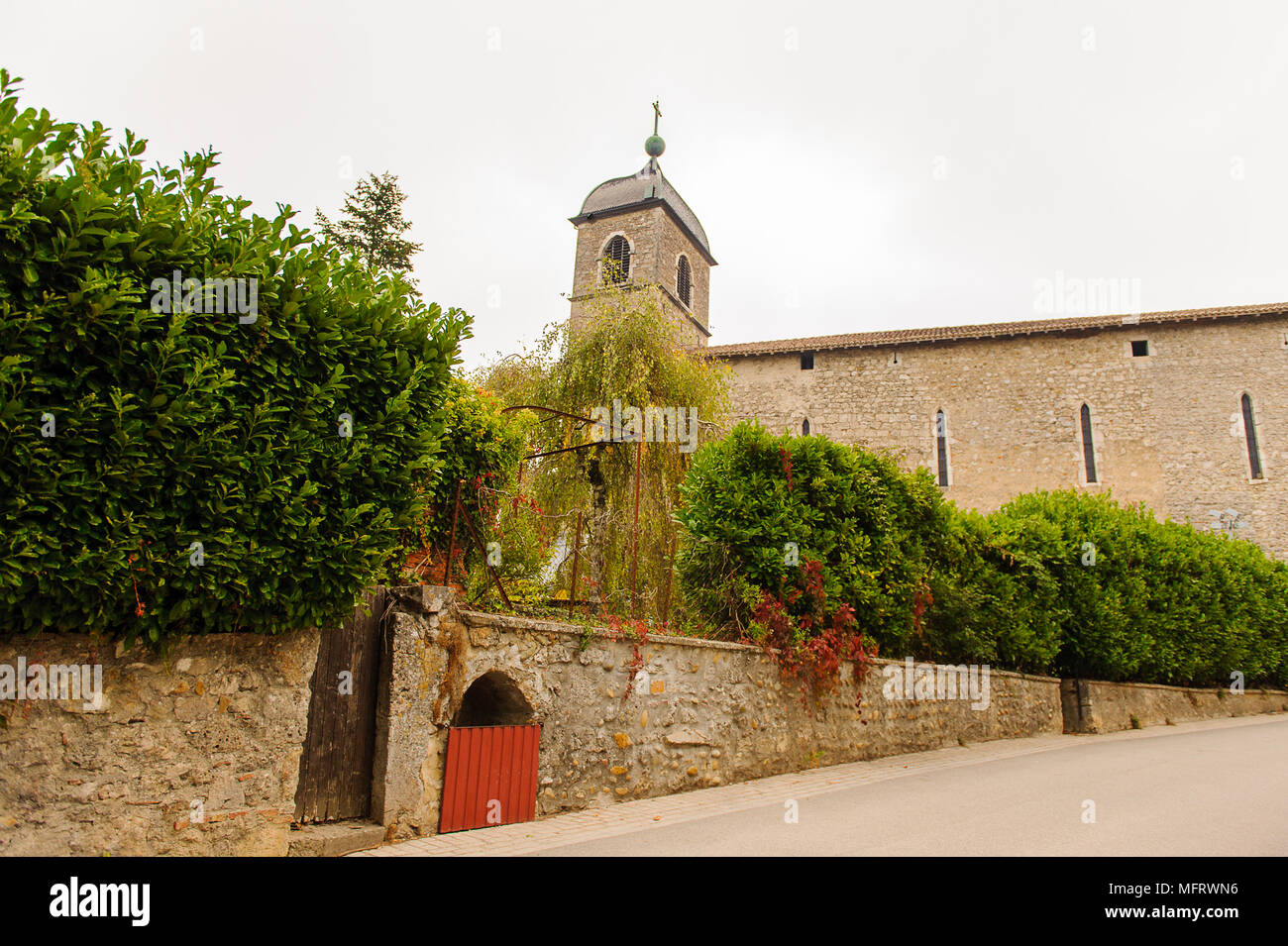 Church of Perouges, France, a medieval walled town, a popular touristic ...