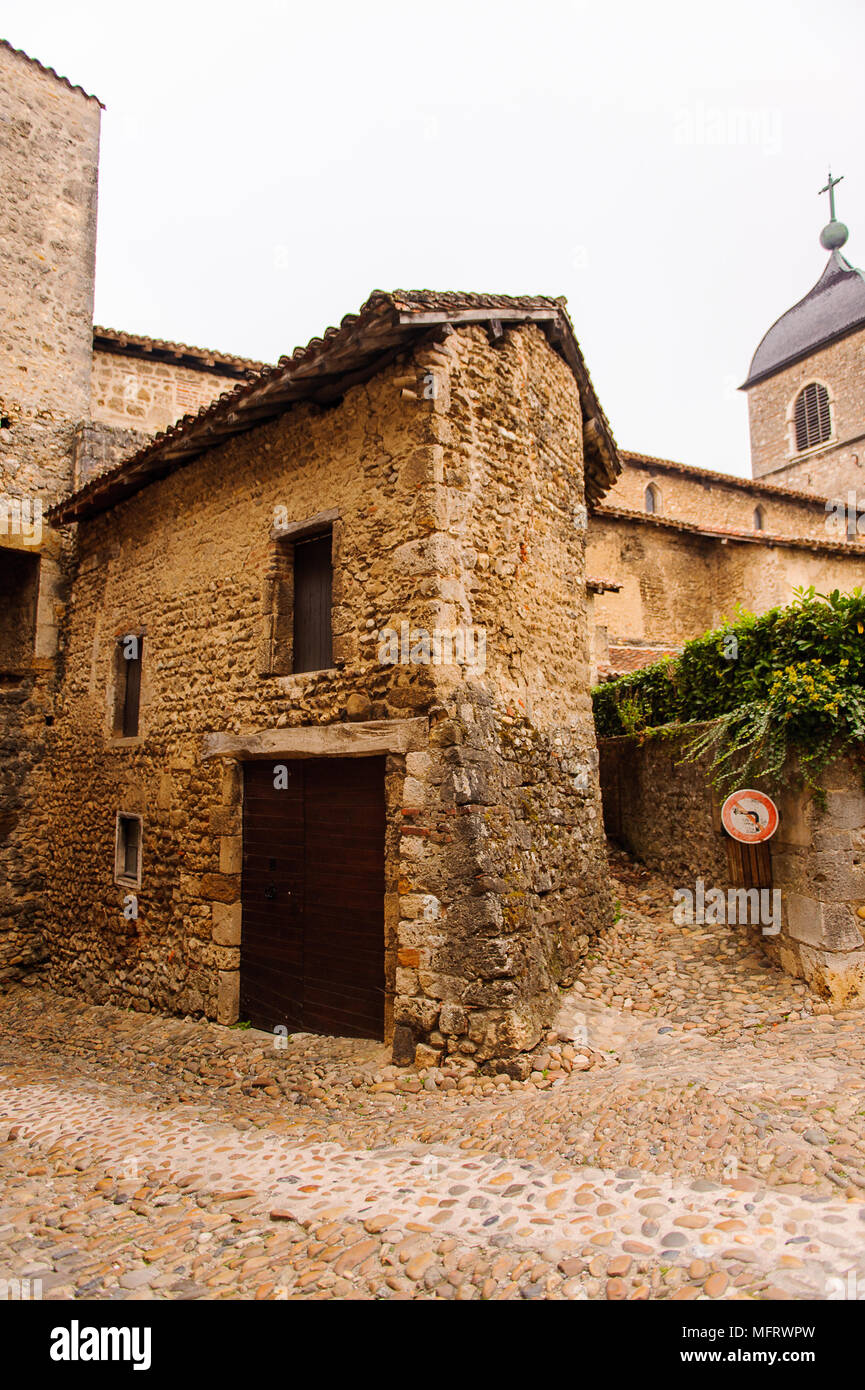 Church of Perouges, France, a medieval walled town, a popular touristic ...
