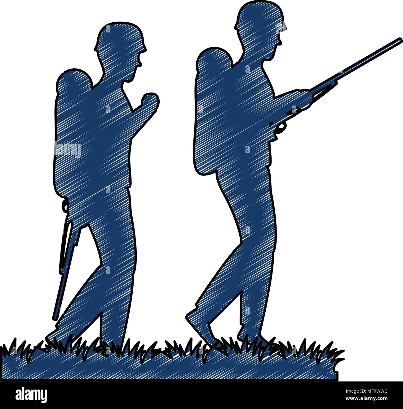 soldiers walking with rifles silhouette vector illustration design ...