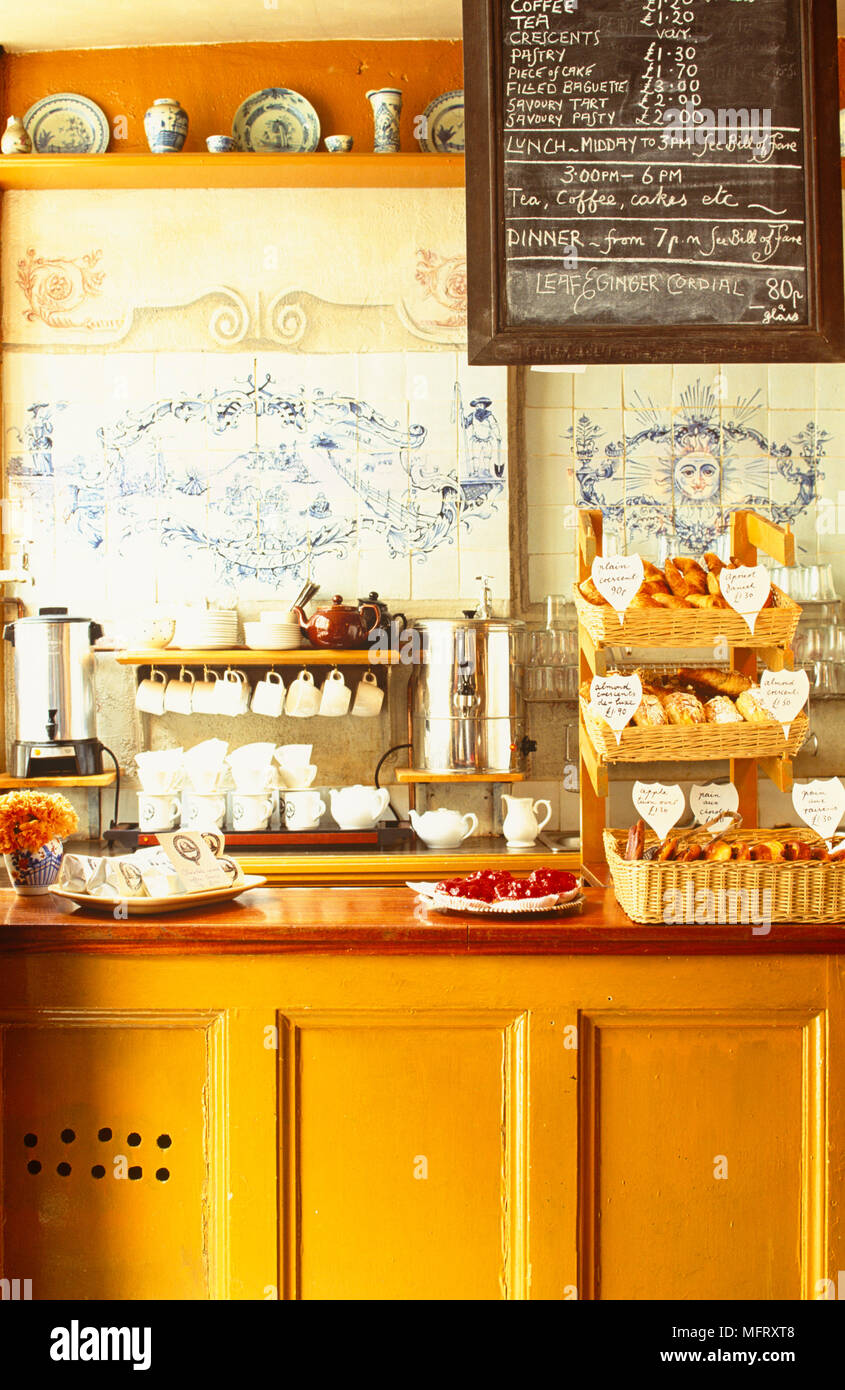 Interior of cafe with cakes for sale on counter Stock Photo - Alamy