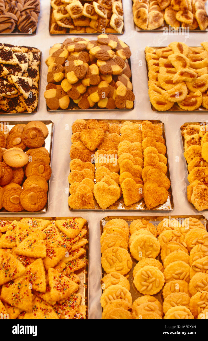 Biscuits in trays Stock Photo - Alamy
