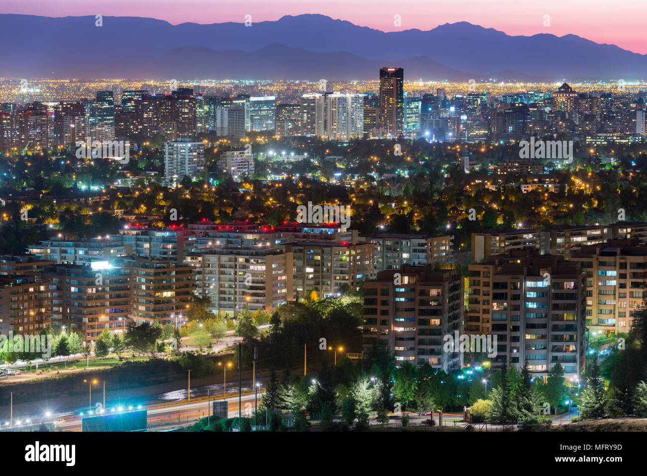 Santiago chile skyline night hi-res stock photography and images - Alamy