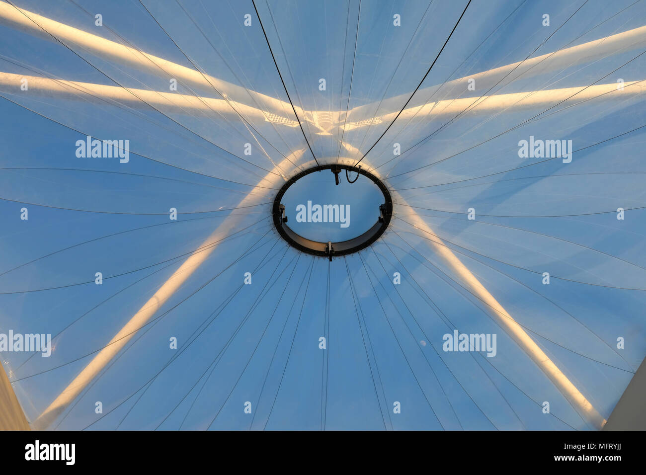 Roof canopy with metal struts at the Excel Centre, London, England, UK ...