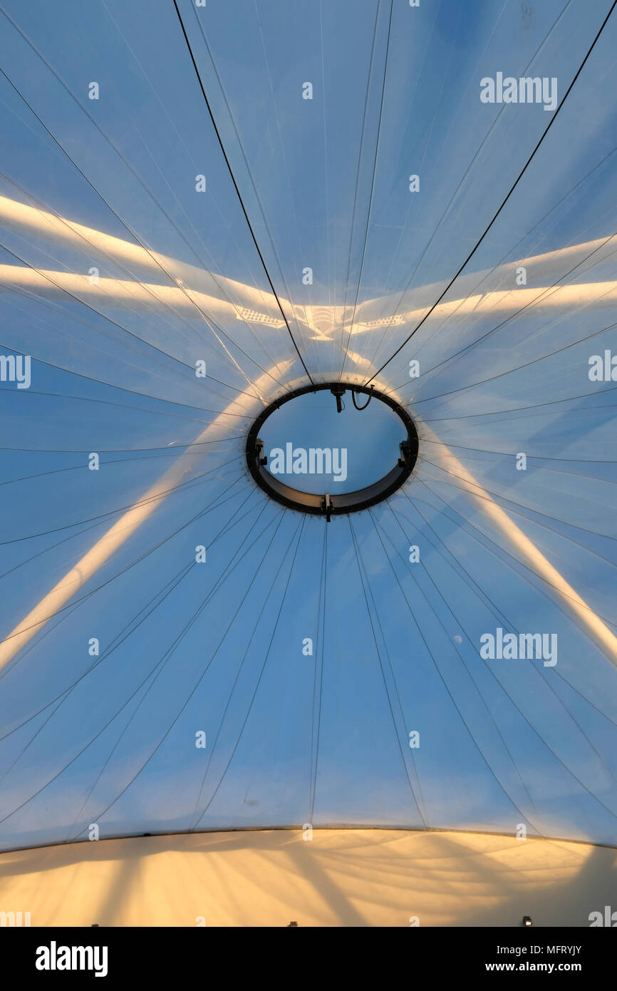 Roof canopy with metal struts at the Excel Centre, London, England, UK ...