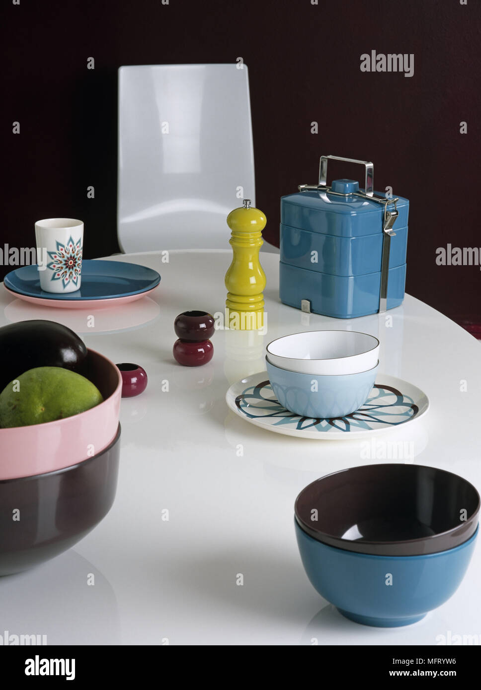 Contemporary and retro style tableware Stock Photo - Alamy