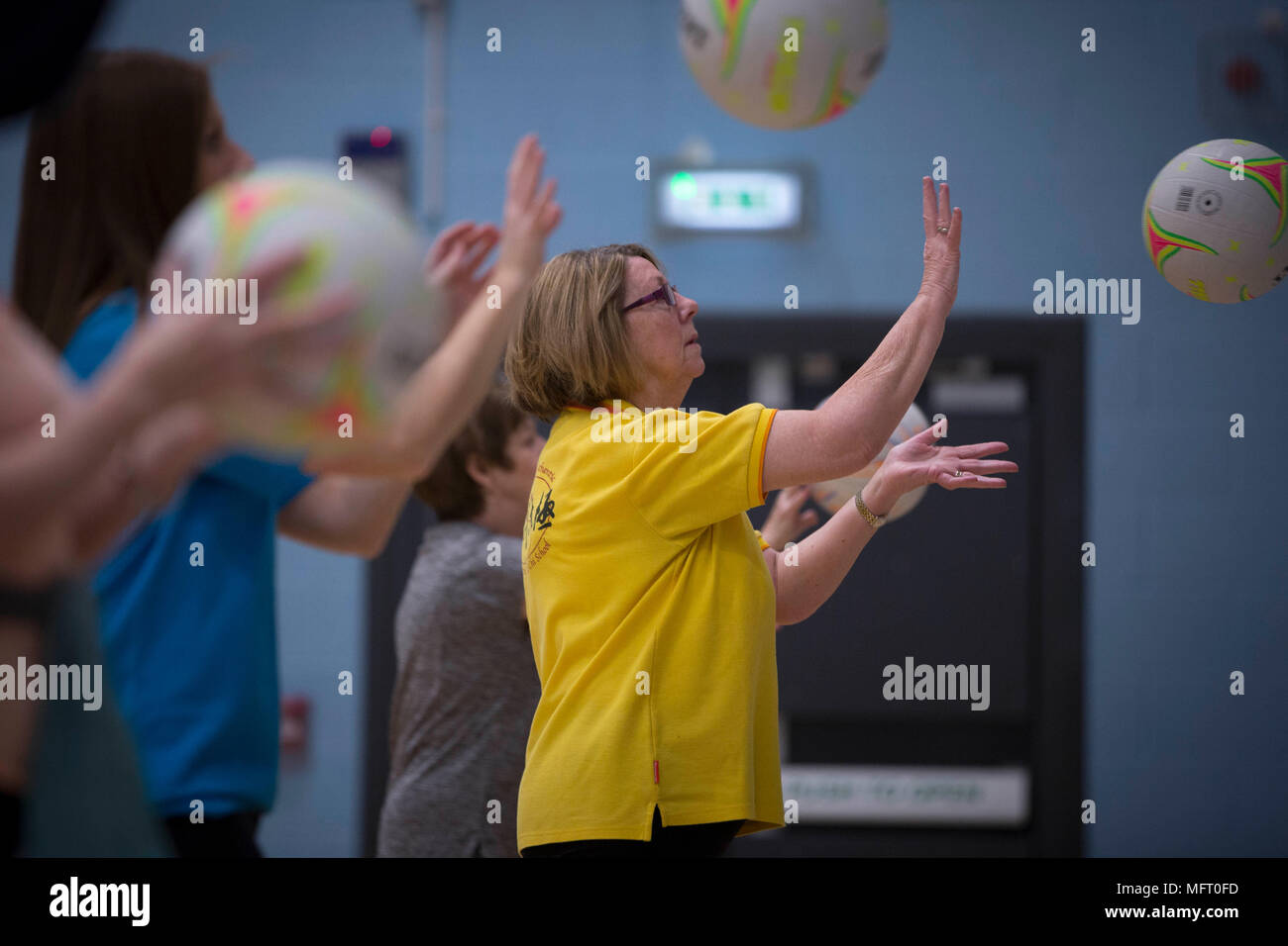 A netball session for older people at the Anfield Community Centre ...