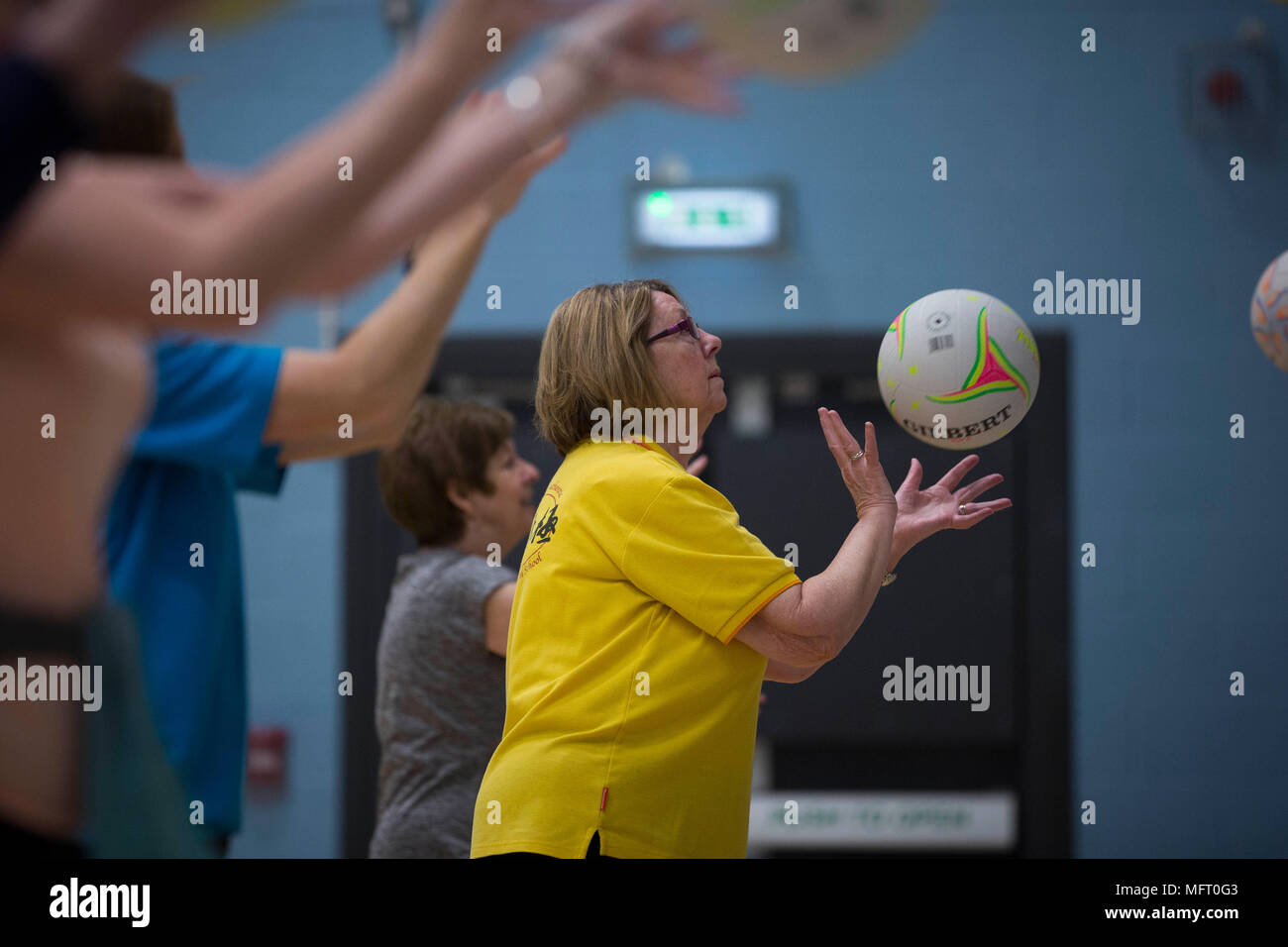 A netball session for older people at the Anfield Community Centre ...