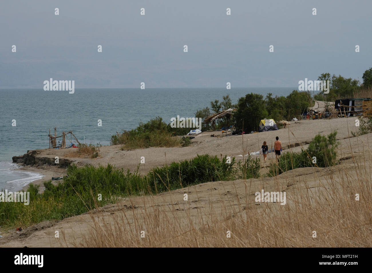 View of a hippie beach compound in the northwestern bank of the Dead ...