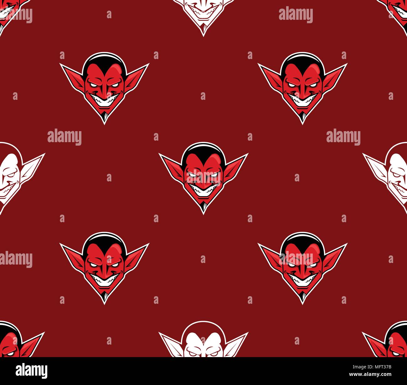 Red devil head seamless pattern, for Halloween theme Stock Vector Image ...