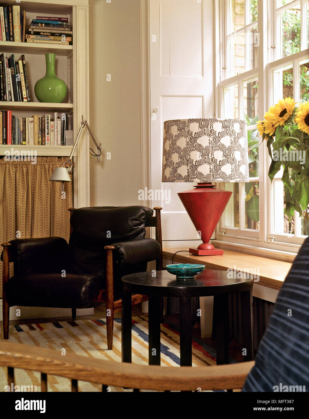 Modern sitting room detail wood armchair side table Interiors rooms ...