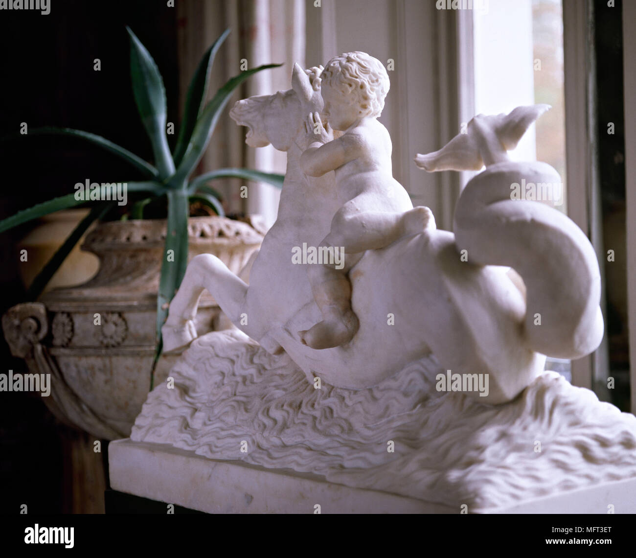 Marble figure of roman Hippocampus; interiors detail Stock Photo - Alamy