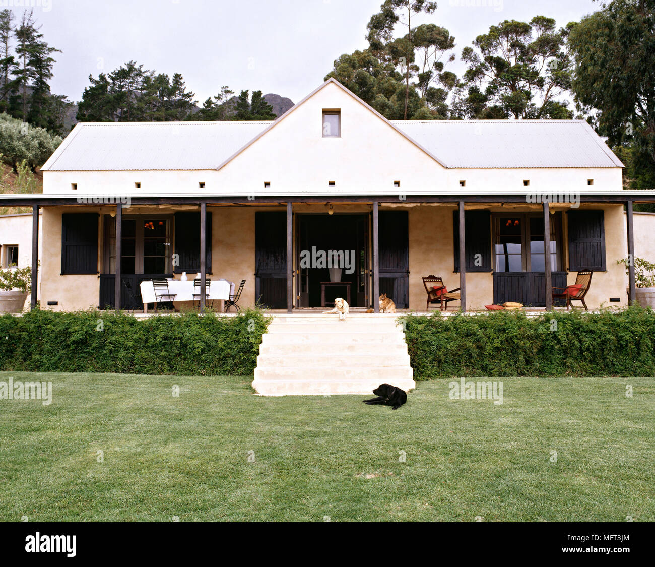 Exterior modern bungalow steps leading to house veranda exteriors ...