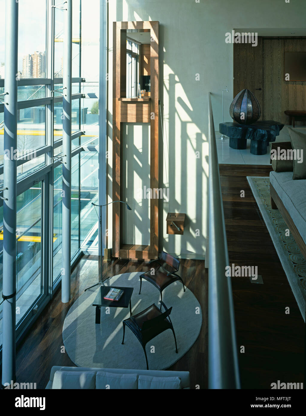 Elevated view of contemporary open plan split level room with sitting ...