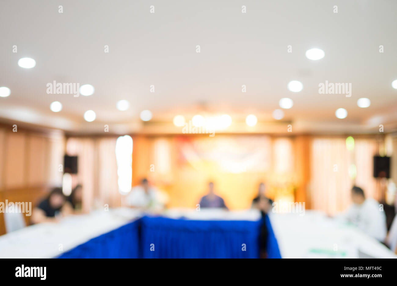 blur background, seminar event room with bokeh light background ...