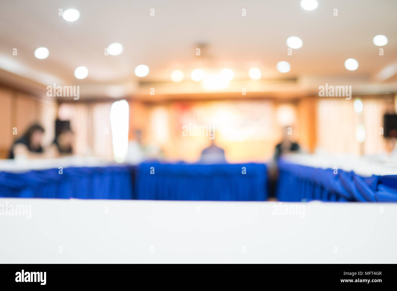 blur background, seminar event room with bokeh light background ...