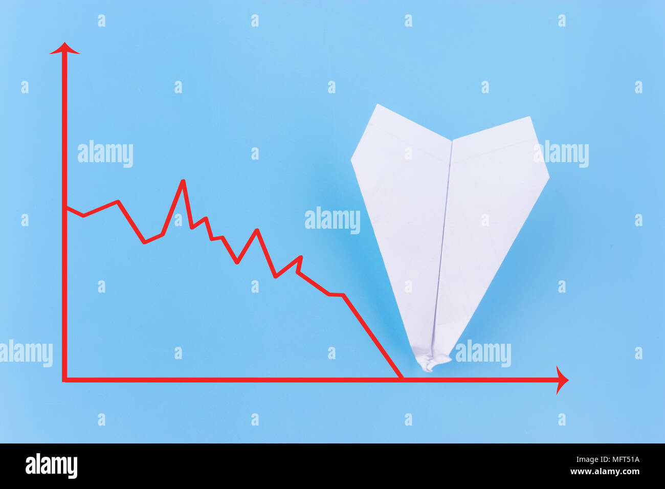 graph going down behind the plane crash Stock Photo - Alamy