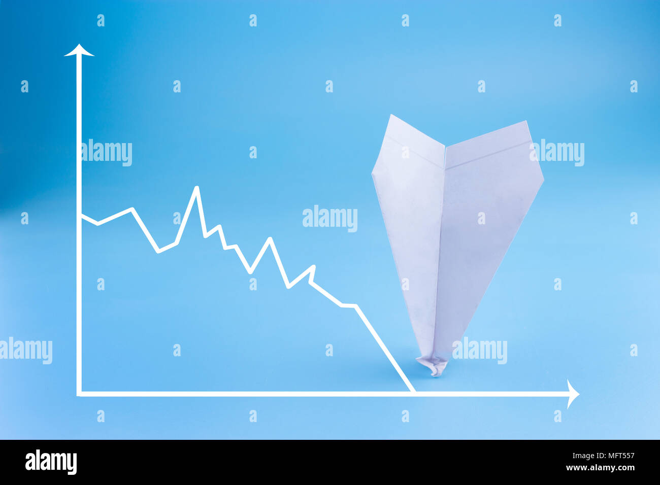 graph going down behind the plane crash Stock Photo - Alamy