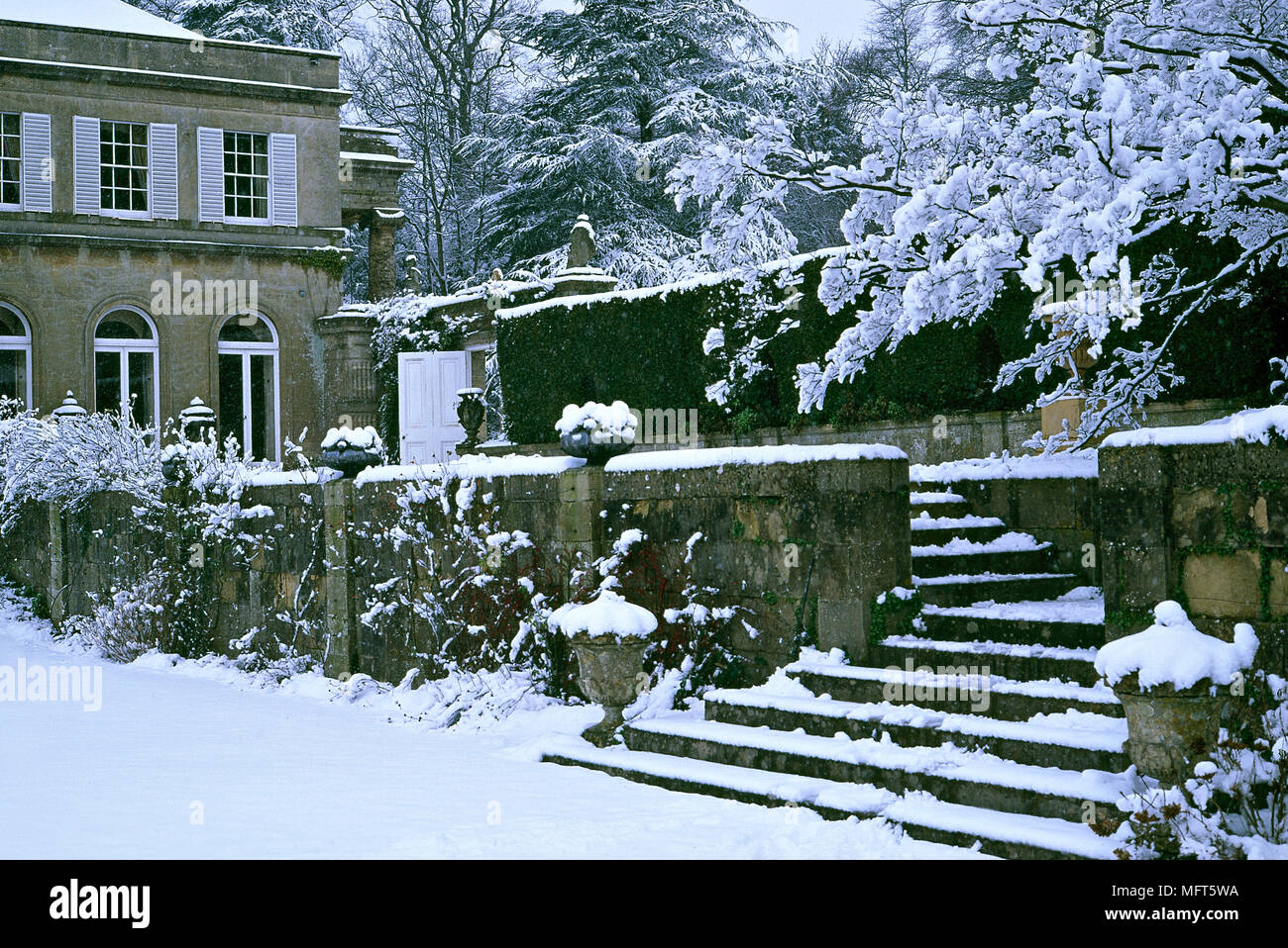 Crowe Hall, Georgian country house steps and stone wall Stock Photo - Alamy