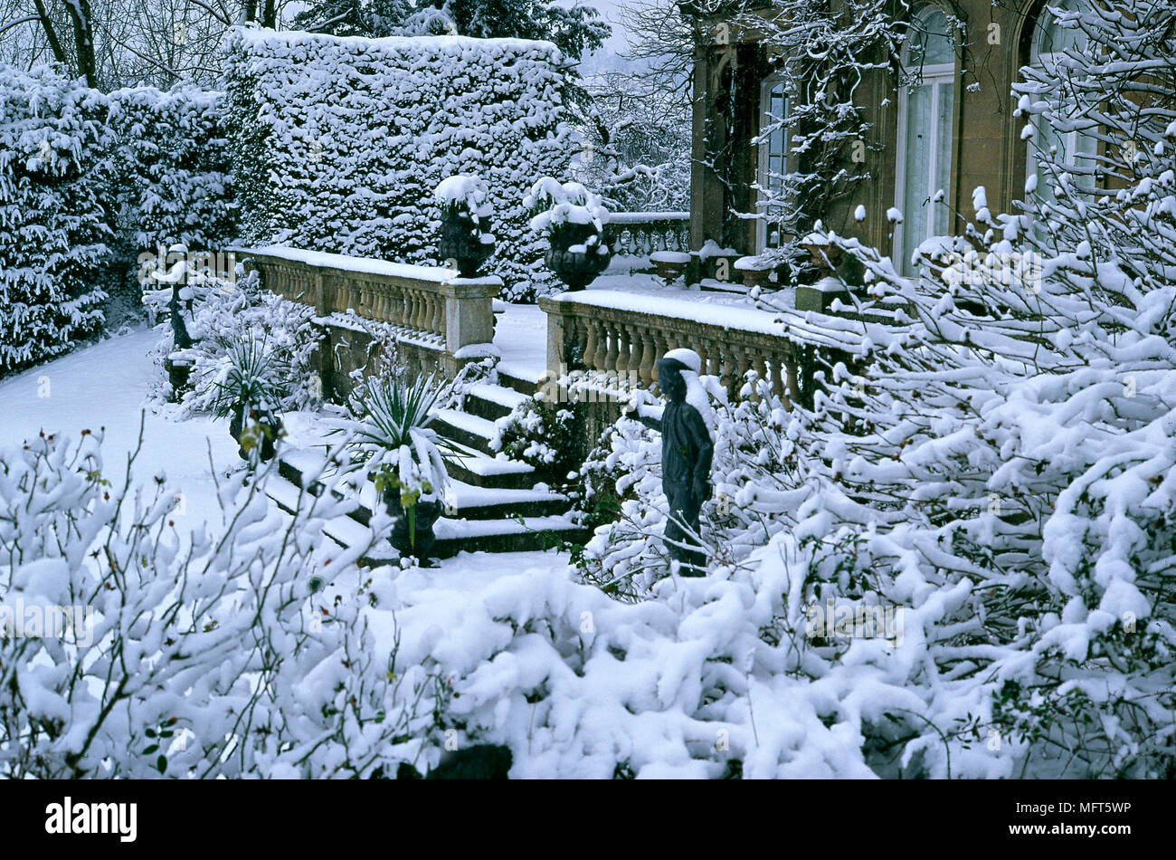 Exterior of Crowe Hall, Georgian country house garden in winter Stock ...