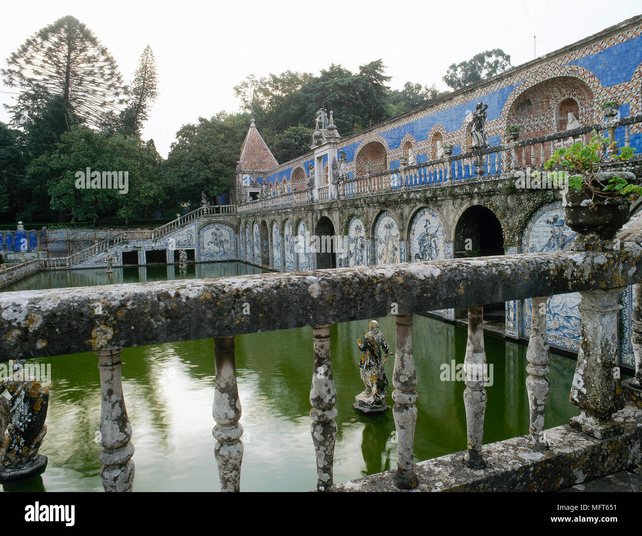Formal landscaped gardens with lake in grounds of stately home Stock ...