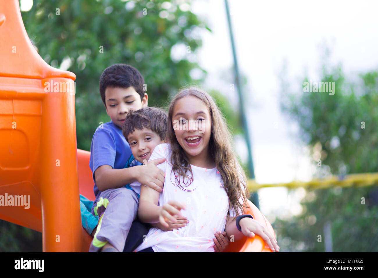 Happy children having fun on the grass in the park Stock Photo - Alamy