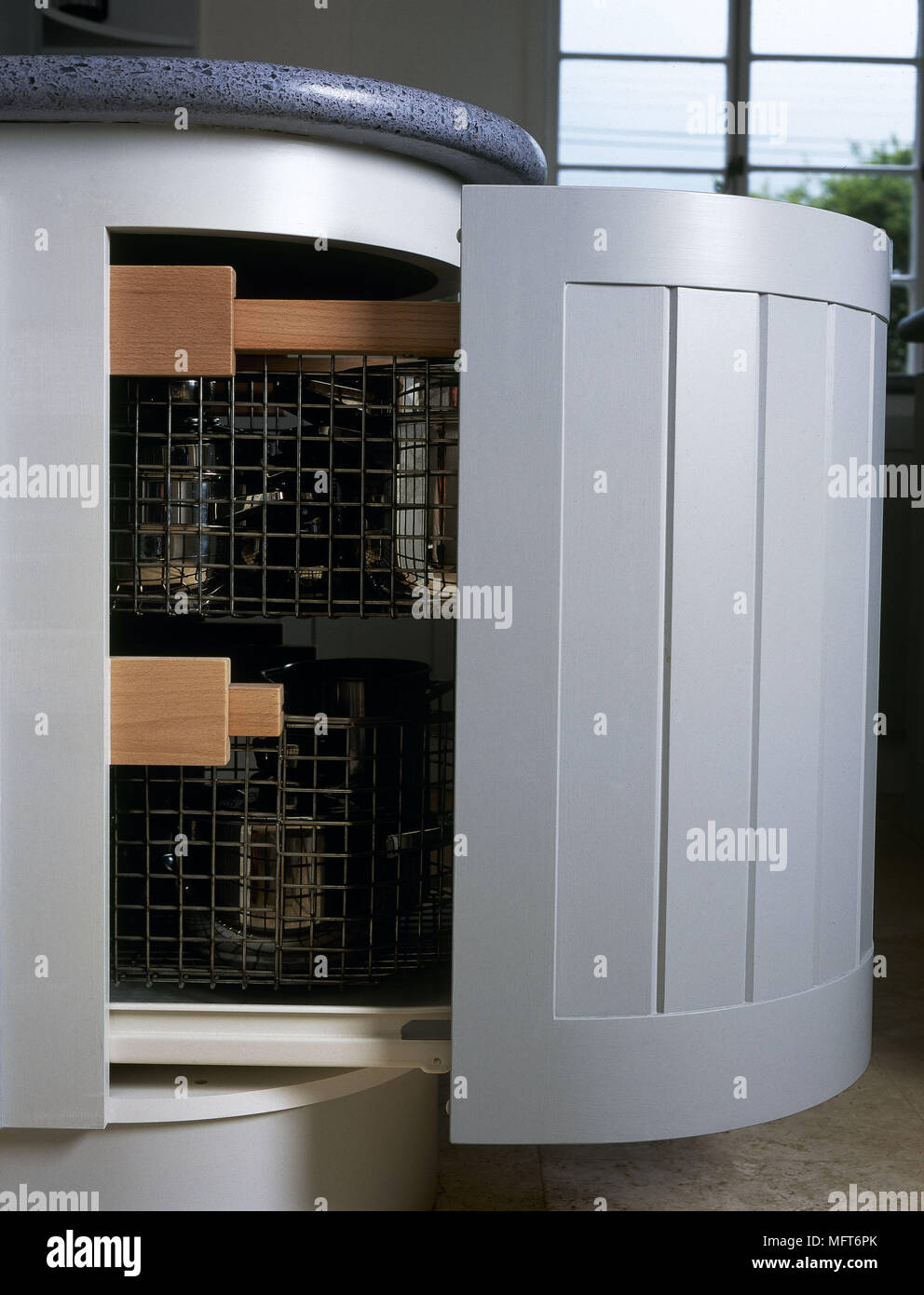 Modern kitchen detail painted units curved strorage unit Interiors ...