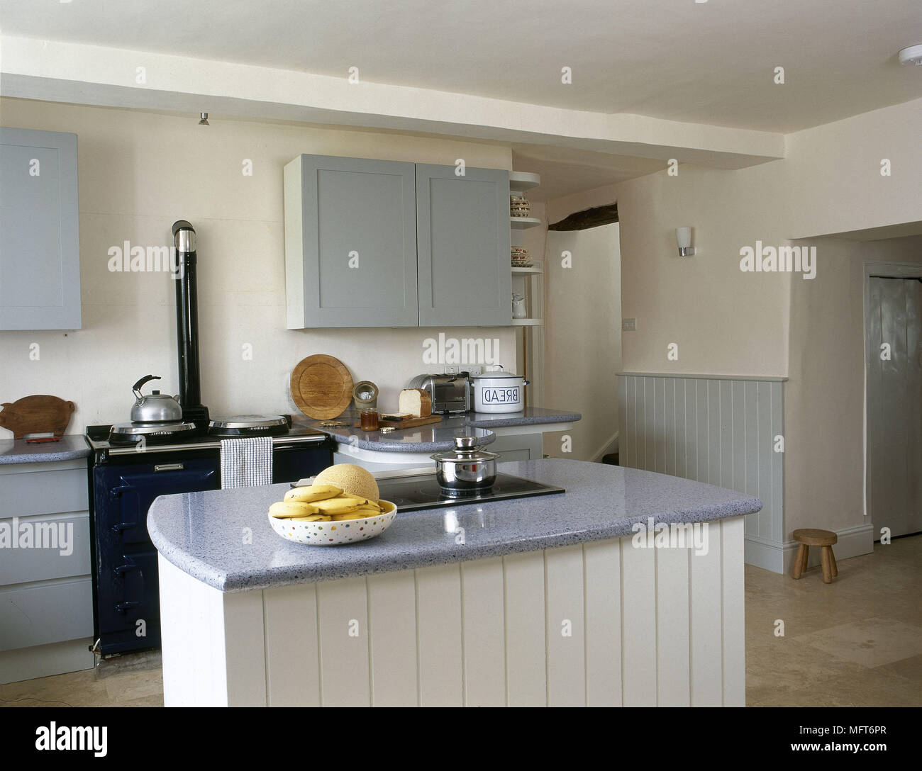 Modern country style kitchen painted units granite worktop aga central ...