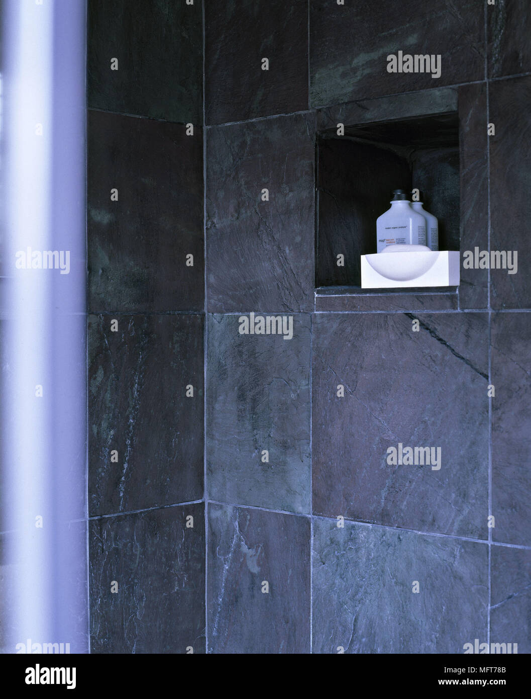 A detail of a modern bathroom tiled shower cubicle Stock Photo - Alamy