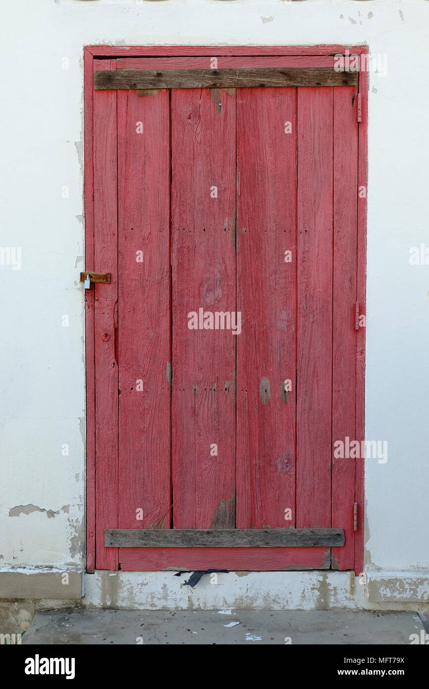 Old Red Wood Door Stock Photo - Alamy