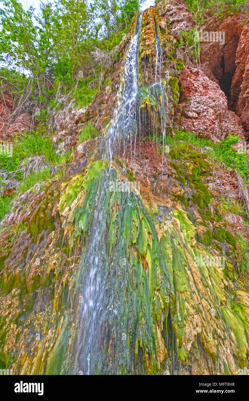 Hot Spring Waterfall with Colorful Algae in Hot Springs, Sputh Dakota ...