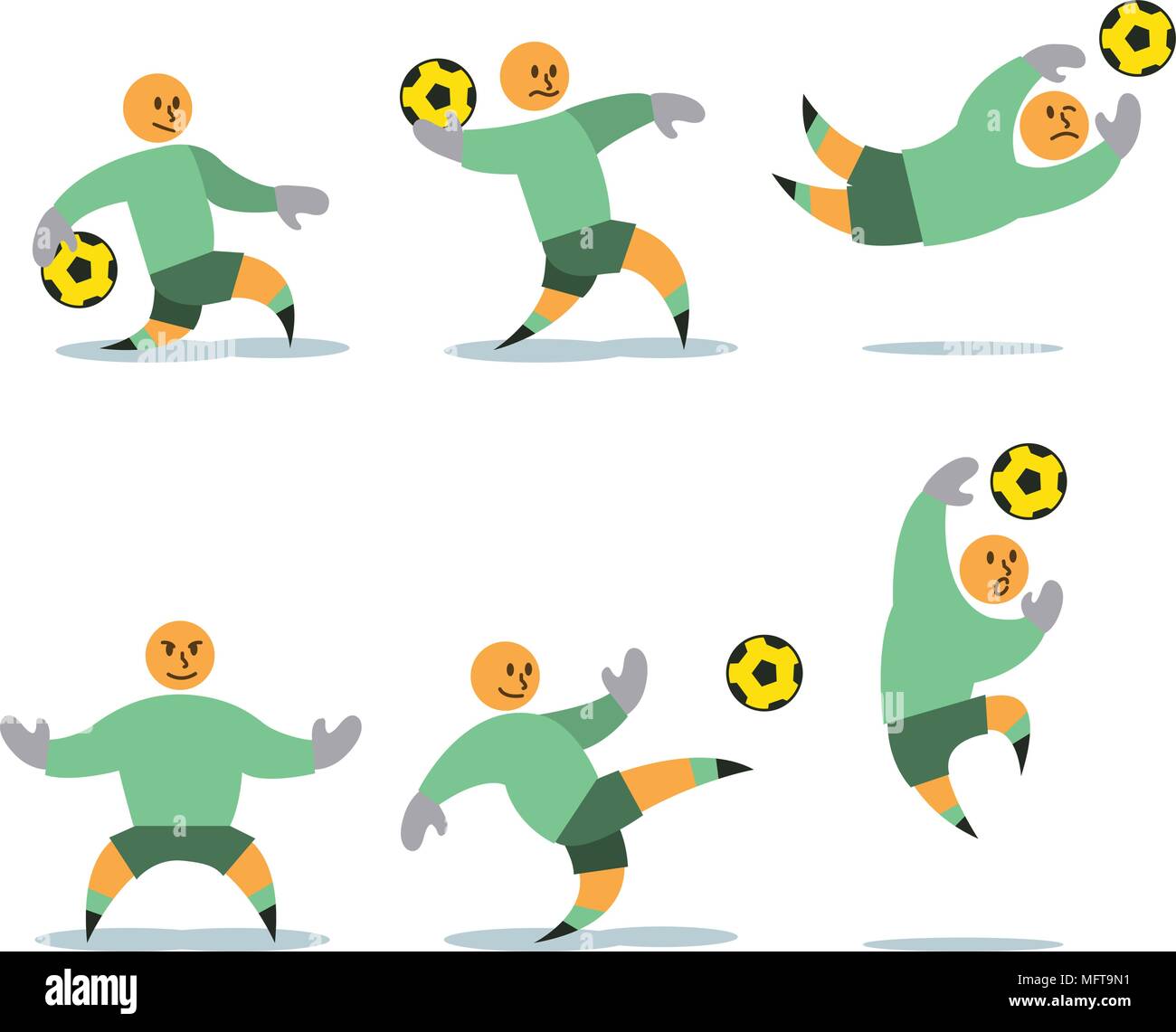 Figurative character of soccer keeper collection set Stock Vector Image ...
