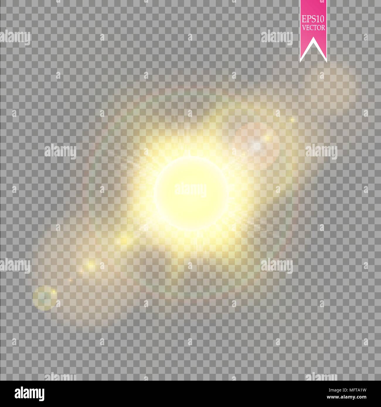 Lens flare effect isolated on transparent background. Golden glow ...