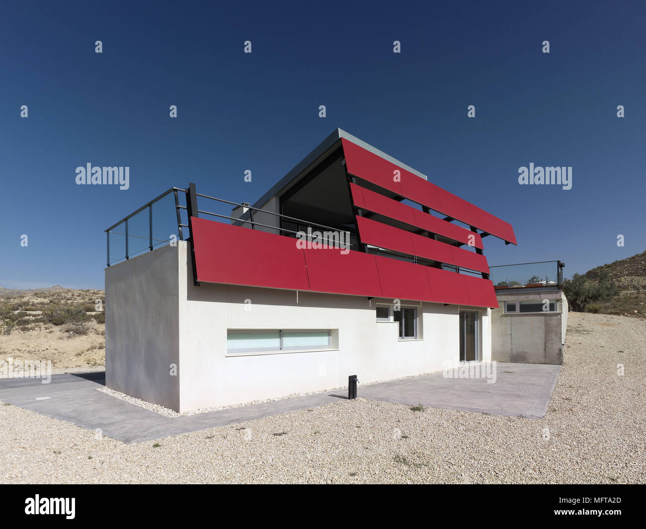 Exterior of modern red and white house Stock Photo - Alamy