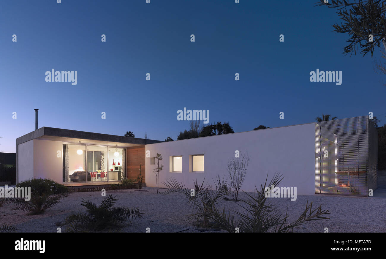 New build house at night Stock Photo - Alamy