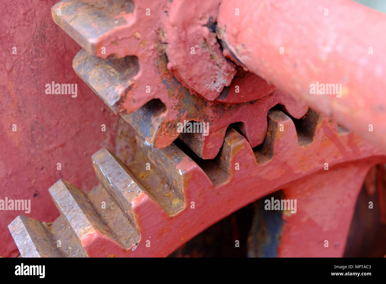 Close up Old Red Cog. (Selective Focus Stock Photo - Alamy