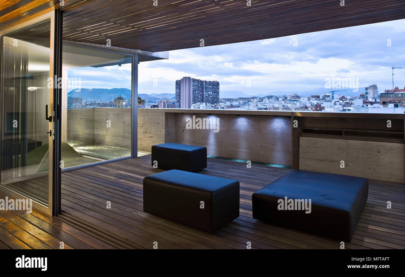 Modern outdoor wooden terrace seating hi-res stock photography and ...