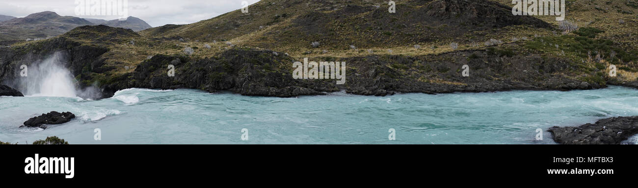 Paine River, Magallanes region of Chile at the Torres del Paine ...