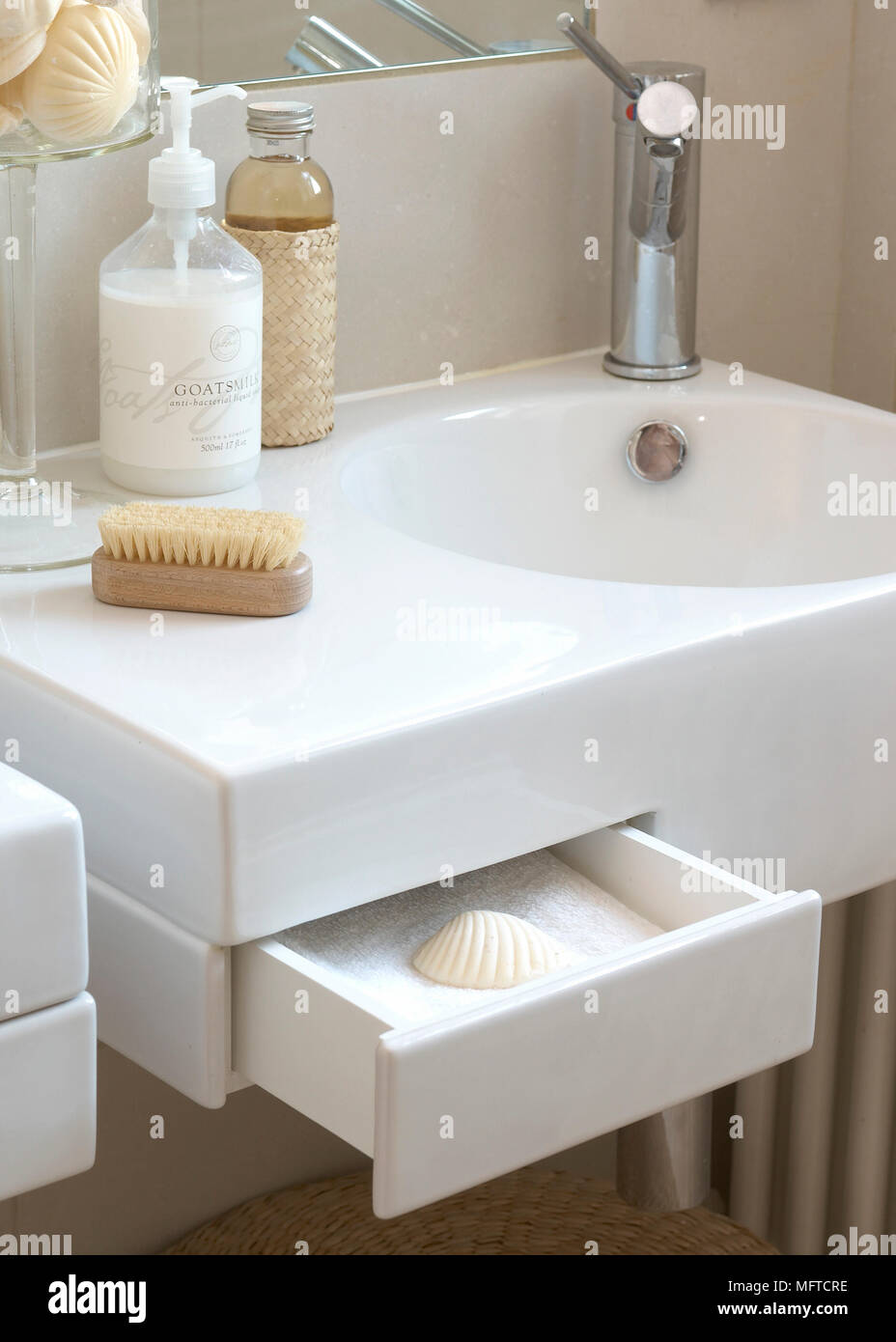 Wall mounted washbasin with drawer Stock Photo - Alamy