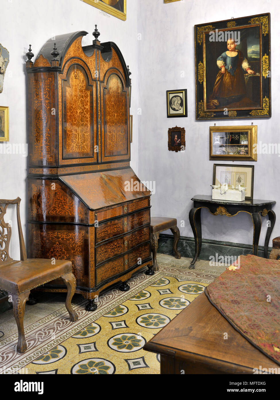 Period style bureau in corner of room Stock Photo - Alamy