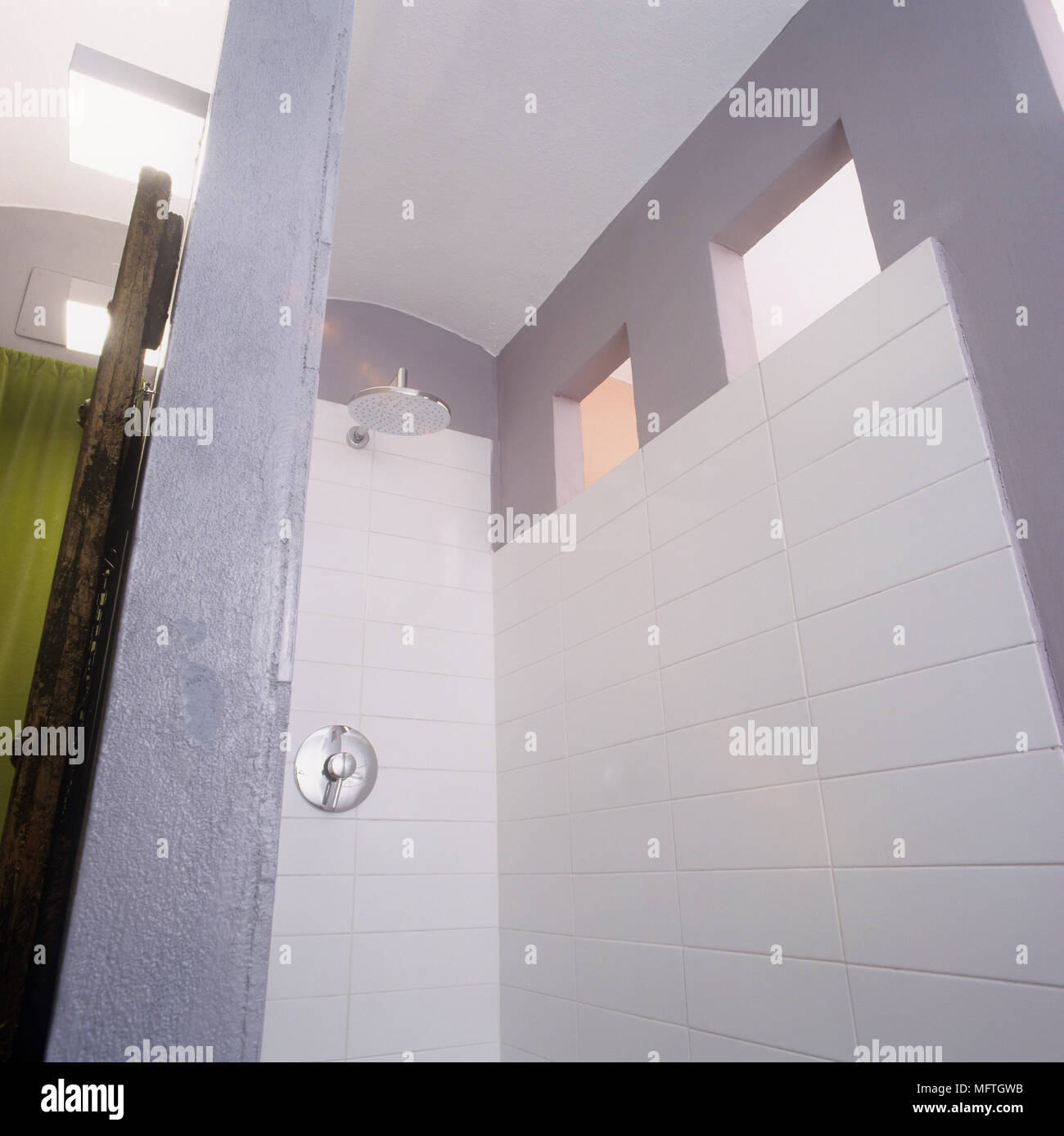 Tiled shower area Stock Photo - Alamy